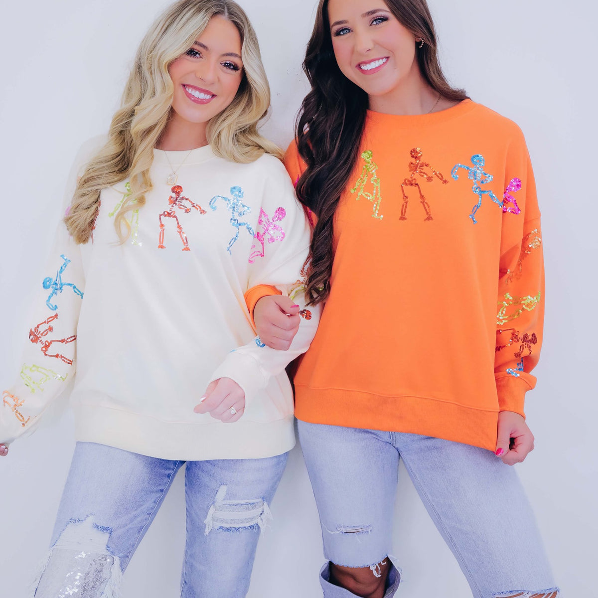 Dancing Skeleton Sequin Embellished Sweatshirt - 3 Colors – Whiskey Darling Boutique
