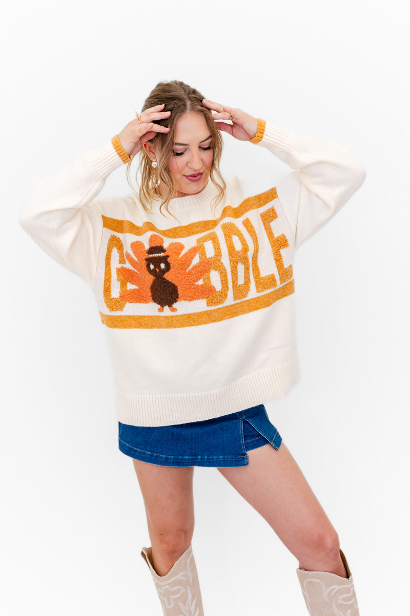 Turkey Gobble Thanksgiving Sweater – Whiskey Darling Boutique