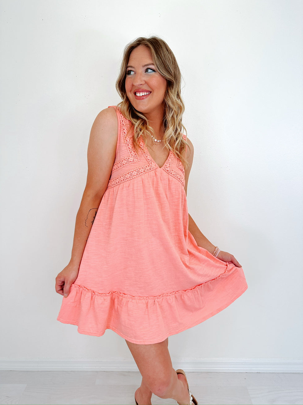 Lacy Days Embellished V-Neck Mini Dress – Whiskey Darling Boutique