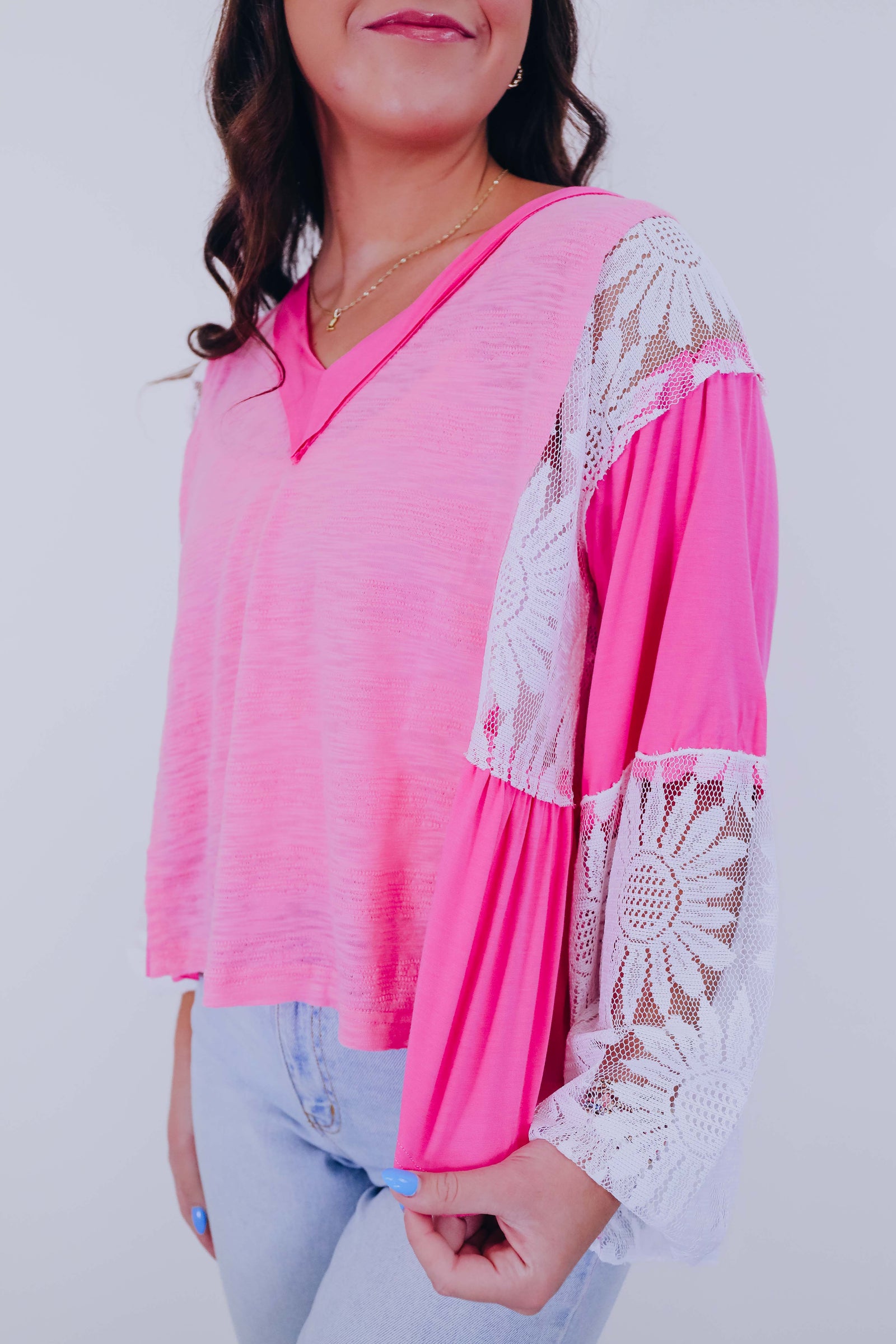 Feminine Flare Lace Sleeve Top By POL - 2 Colors – Whiskey Darling Boutique