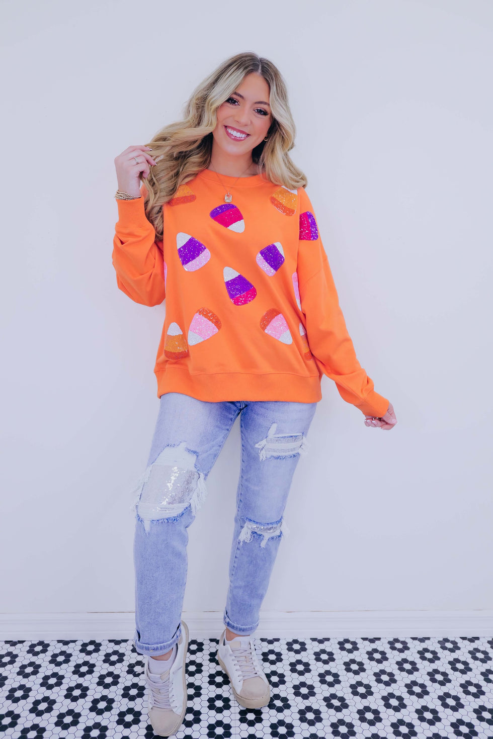 Candy Corn Sequin Embellished Sweatshirt 3 Colors – Whiskey Darling ...