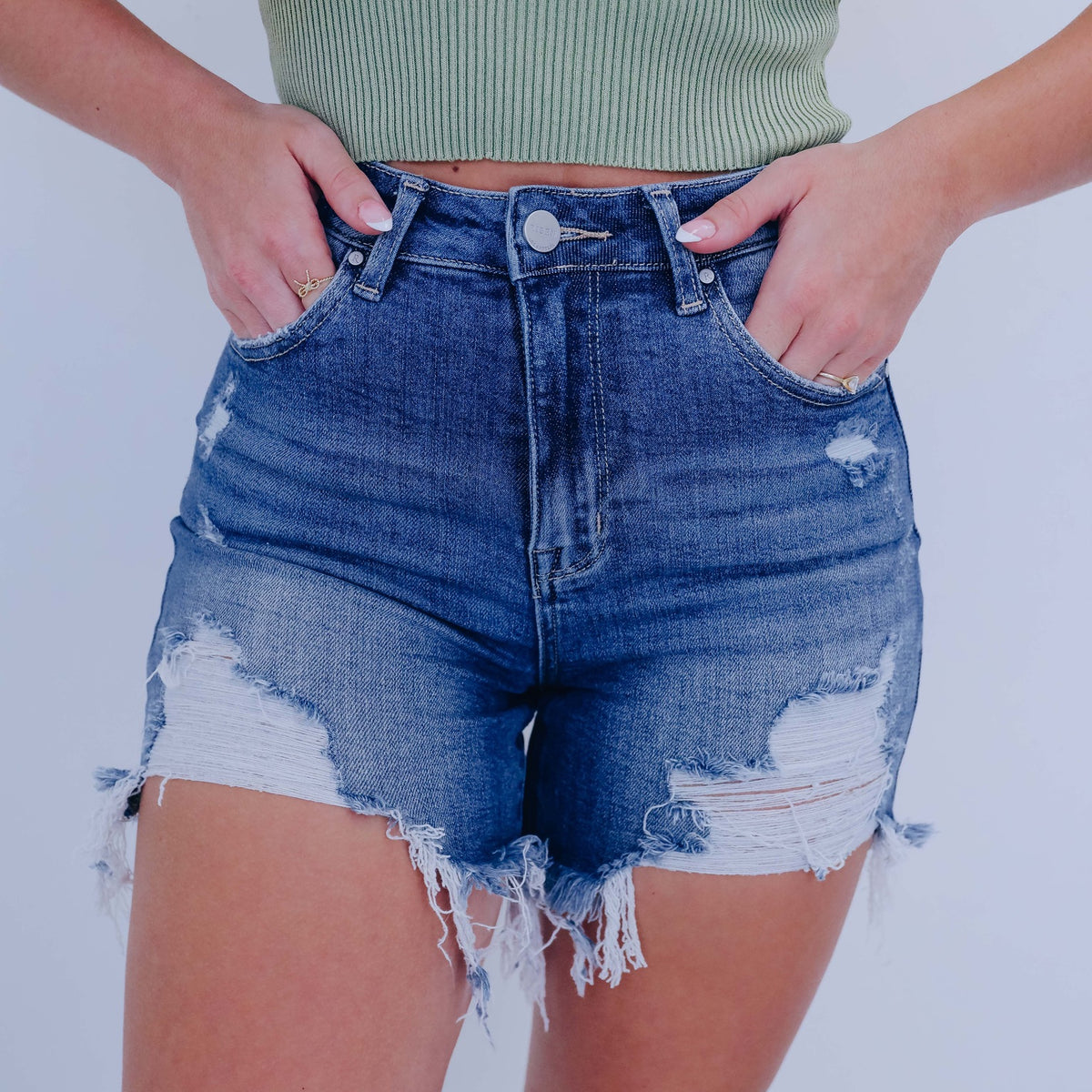 Dee Dee Distressed Denim Shorts – Whiskey Darling Boutique