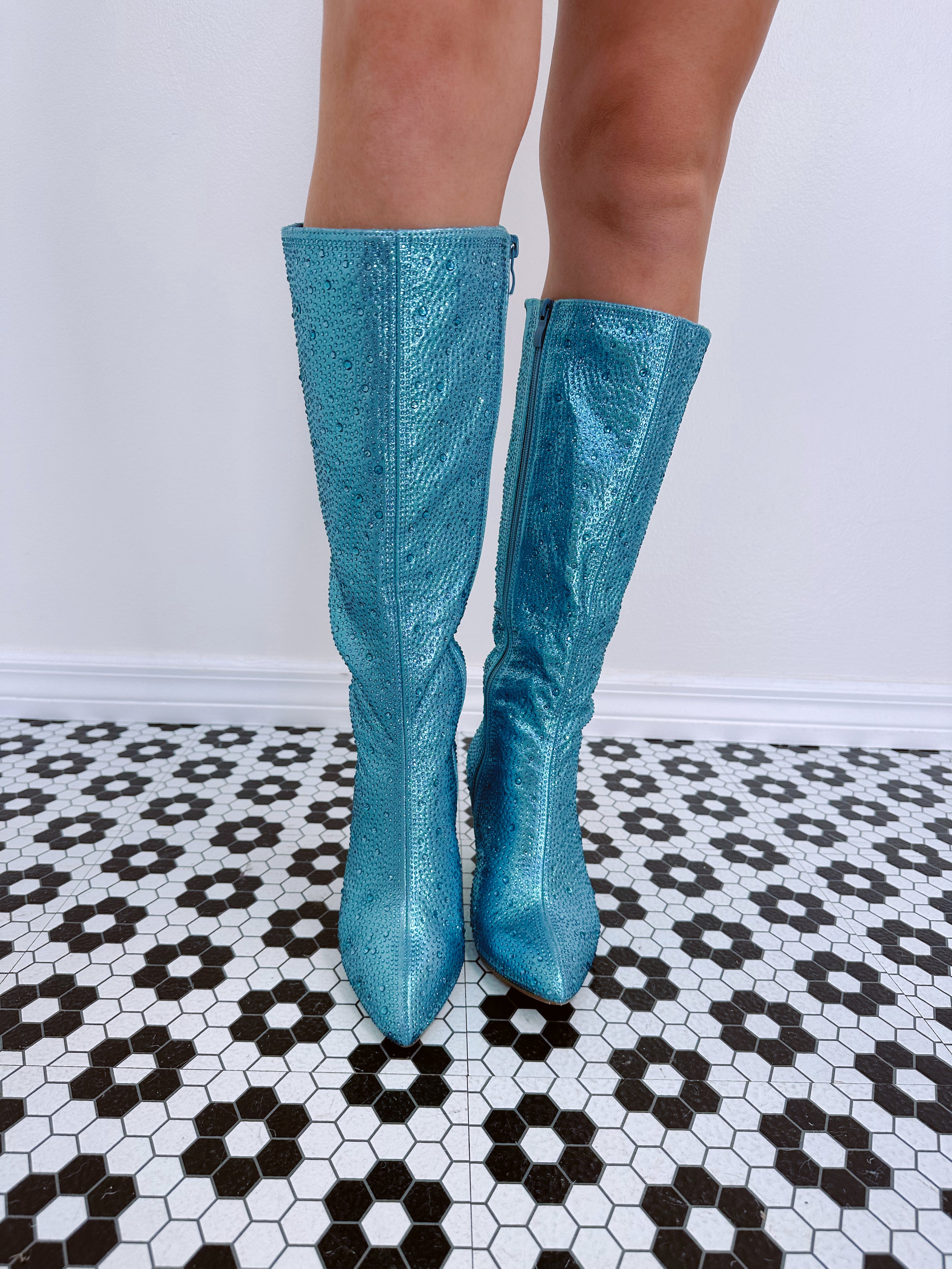 Strut Your Stuff Rhinestone Knee High Boots- 3 Colors – Whiskey Darling ...